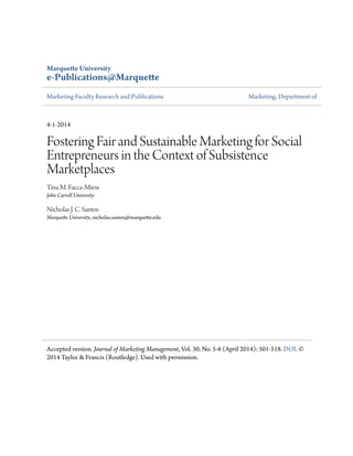 Fostering fair and sustainable marketing for social entrepreneurs | PDF