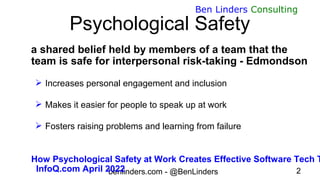 Fostering Psychological Safety in Agile Teams - ACE 2024 - Ben Linders ...