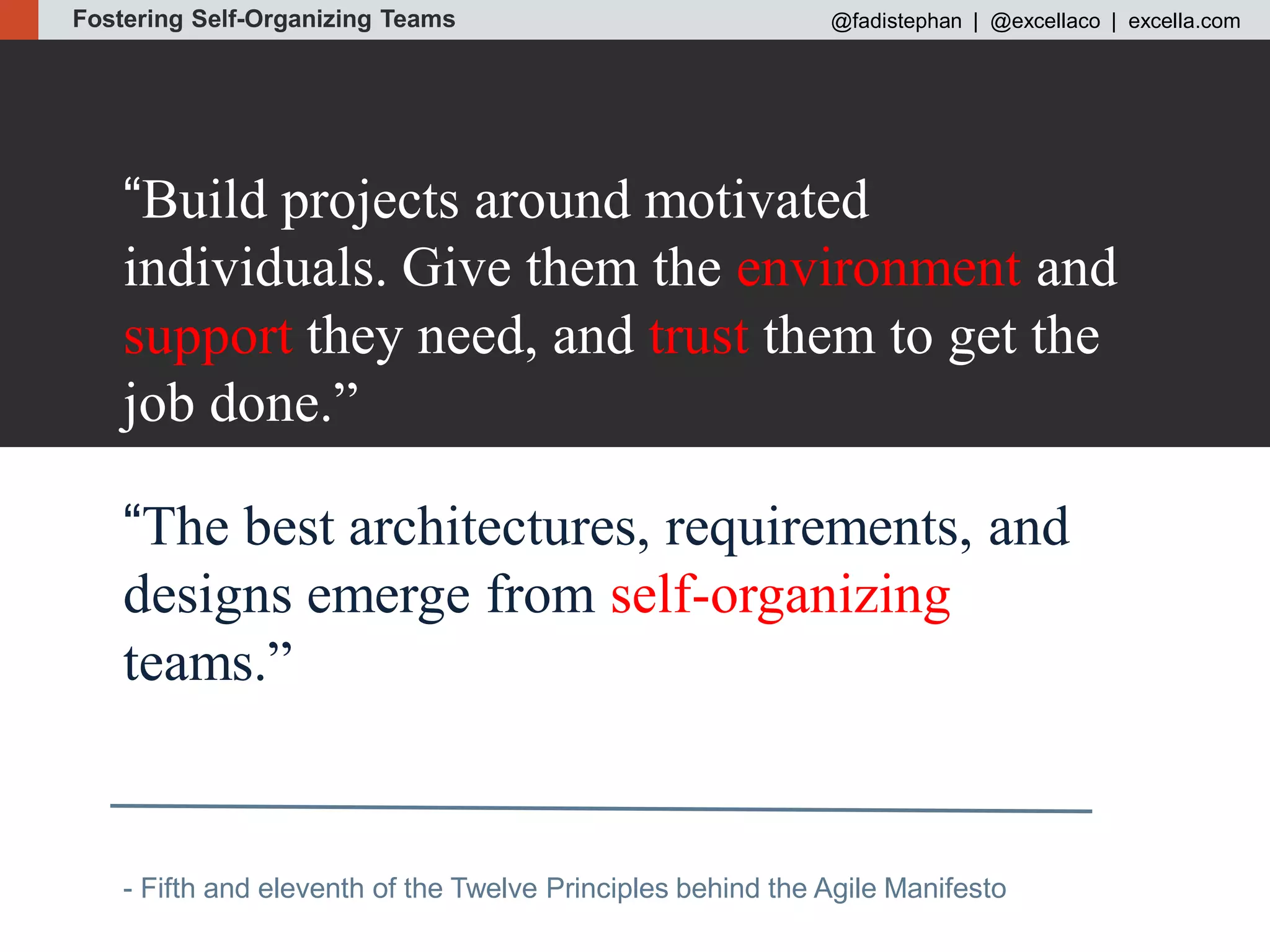 Fostering self organizing teams | PPT