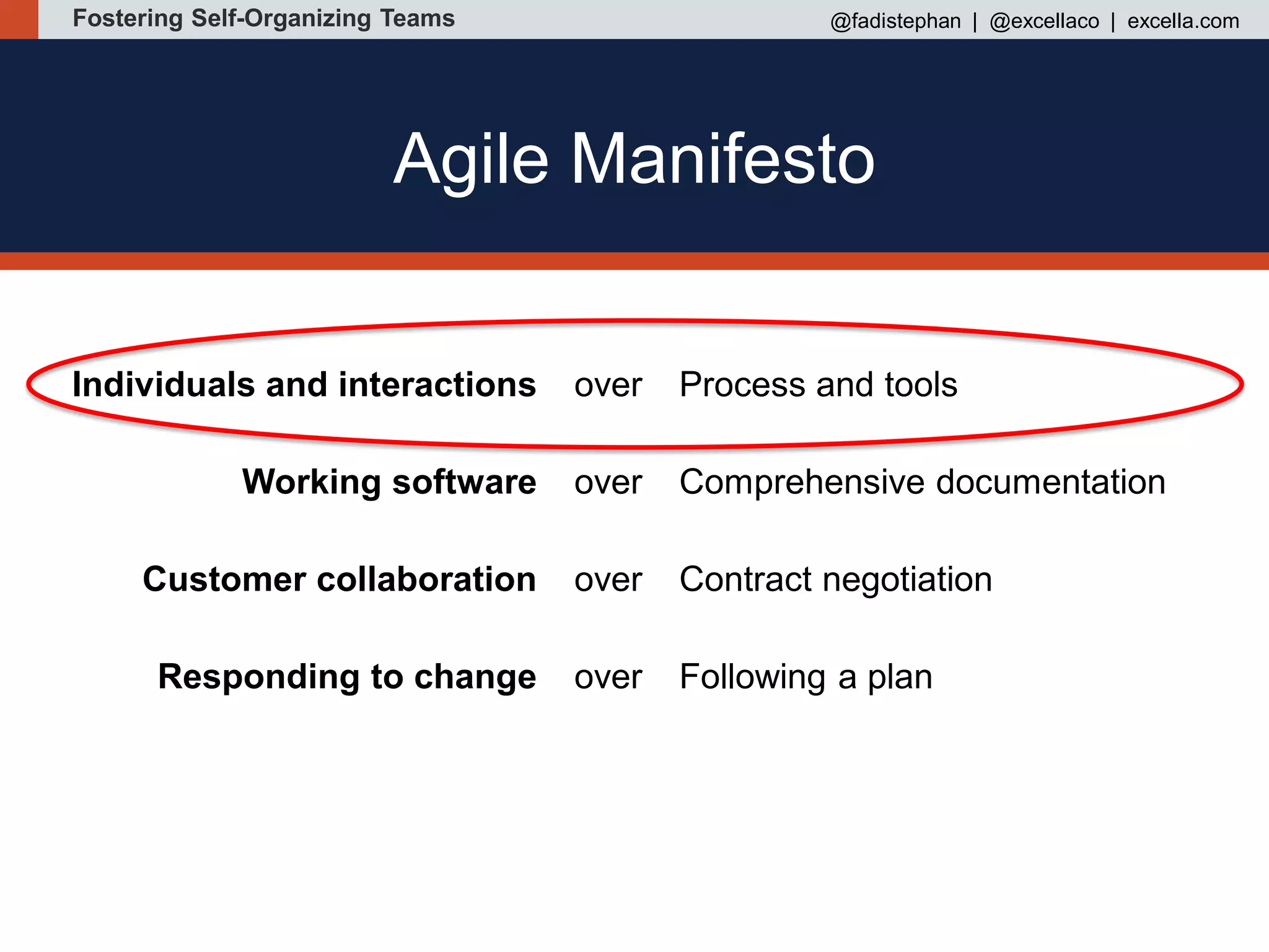 Fostering self organizing teams | PPT
