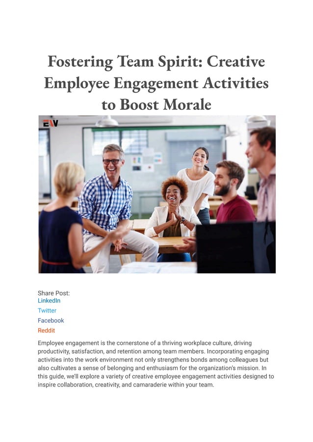 Fostering Team Spirit_ Creative Employee Engagement Activities to Boost ...