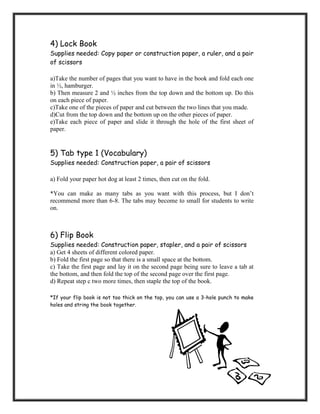 Fostering the Reading and Writing Connection Foldables Instructions | PDF