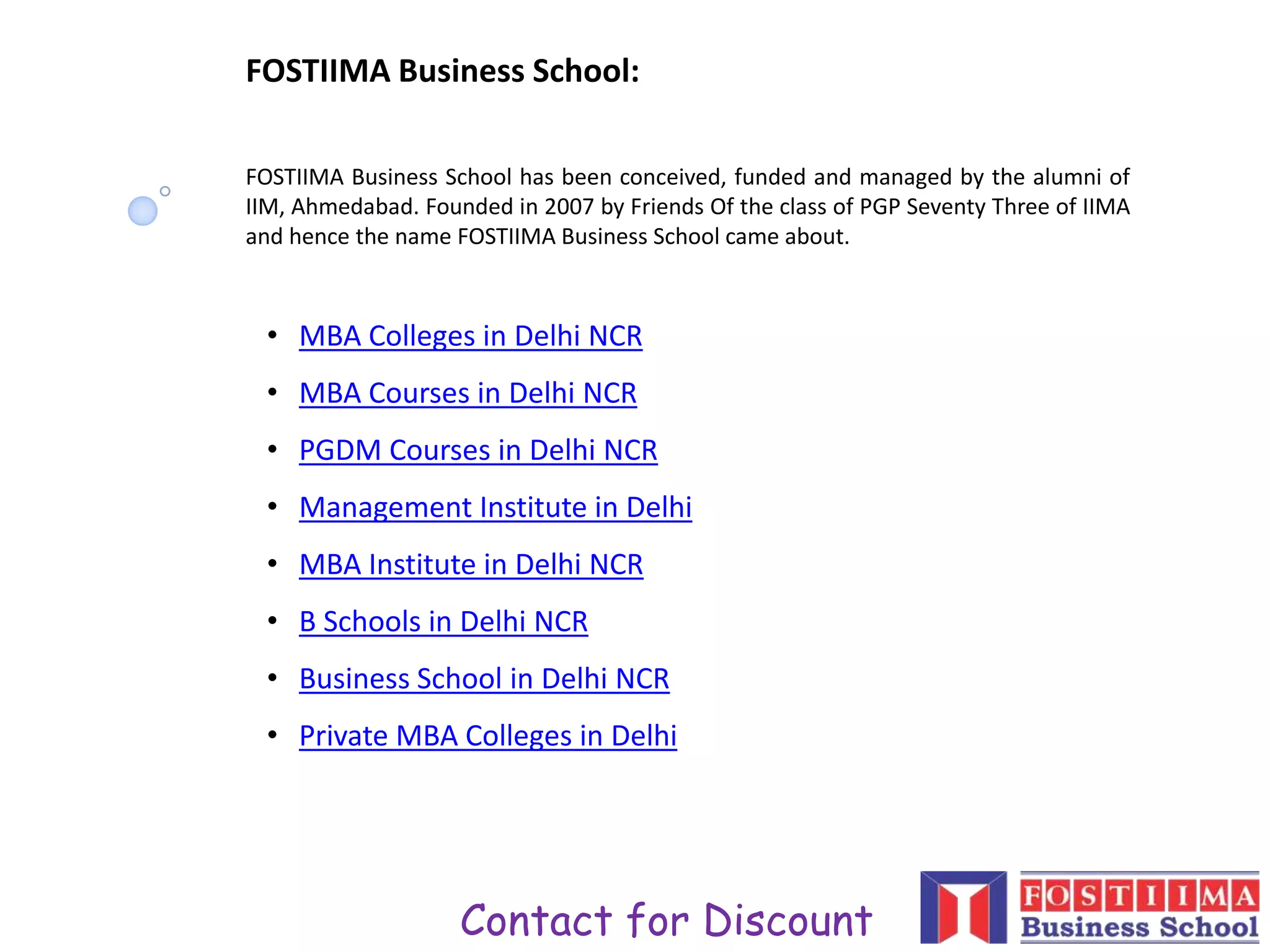 Fostiima mba-courses-delhi ncr | PPTX