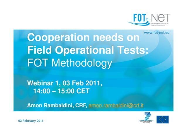 Cooperation needs on Field Operational Tests: FOT Methodology | PDF ...