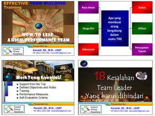 Training “CHARACTER BUILDING & WORK MOTIVATION” bagi para ASN Dinas Penanaman Modal & Pelayanan ...