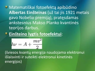 Fotoefektas | Fizika | 12 klasė | PPTX