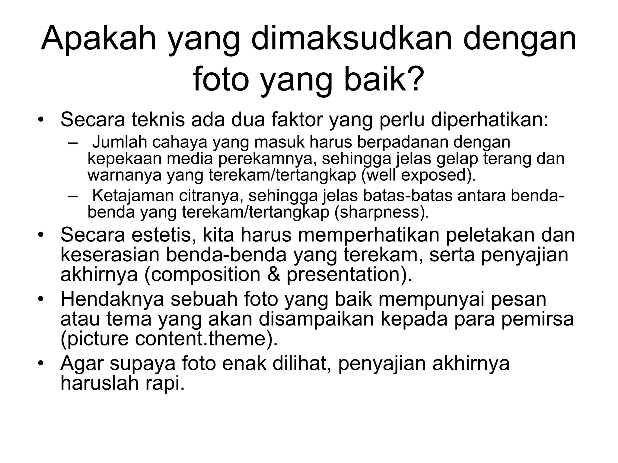 Dasar-Dasar Fotografi dan jenis lensa | PPT