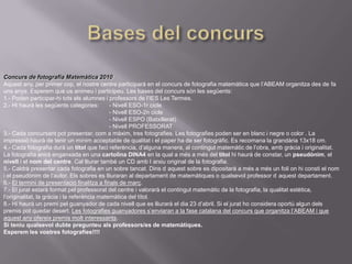 CONCURS DE FOTOGRAFIA MATEMÀTICA | PPT
