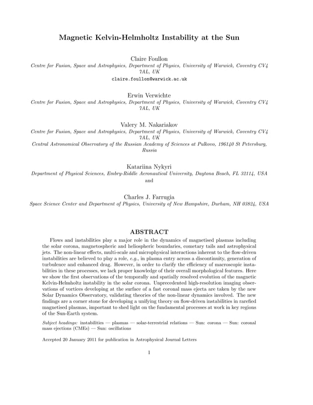 Foullon preprint apjl_2011 | PDF