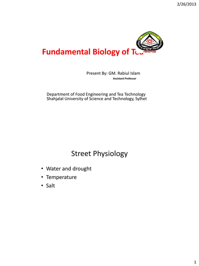 Fundamental Biology of Tea | PDF