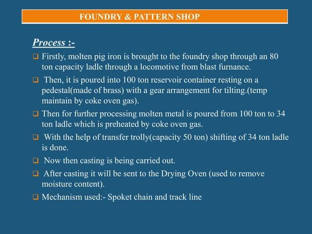 Vocational training Foundary shop in. BSP | PPT