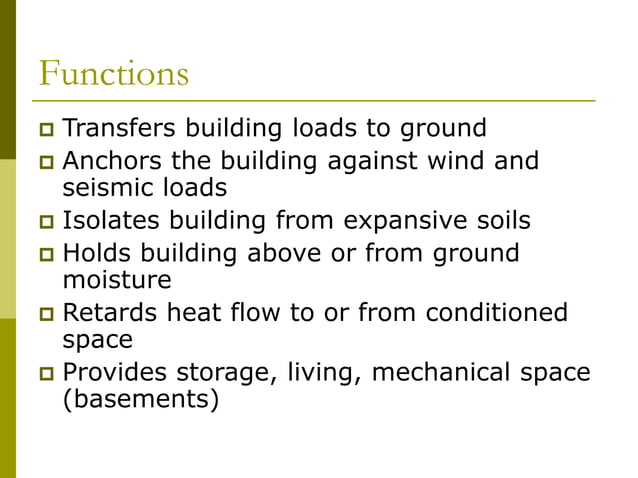 Foundation Transfers building loads to ground | PPT