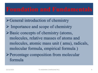 Foundation and fundamentals of chemistry ppt | PPTX