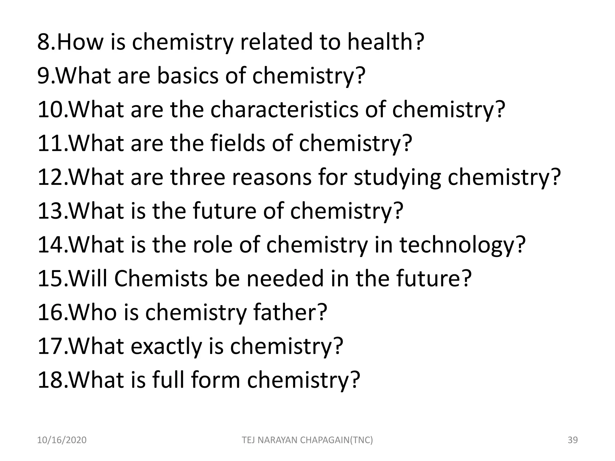 Foundation and fundamentals of chemistry ppt | PPTX | Science