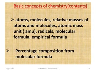 Foundation and fundamentals of chemistry ppt | PPTX