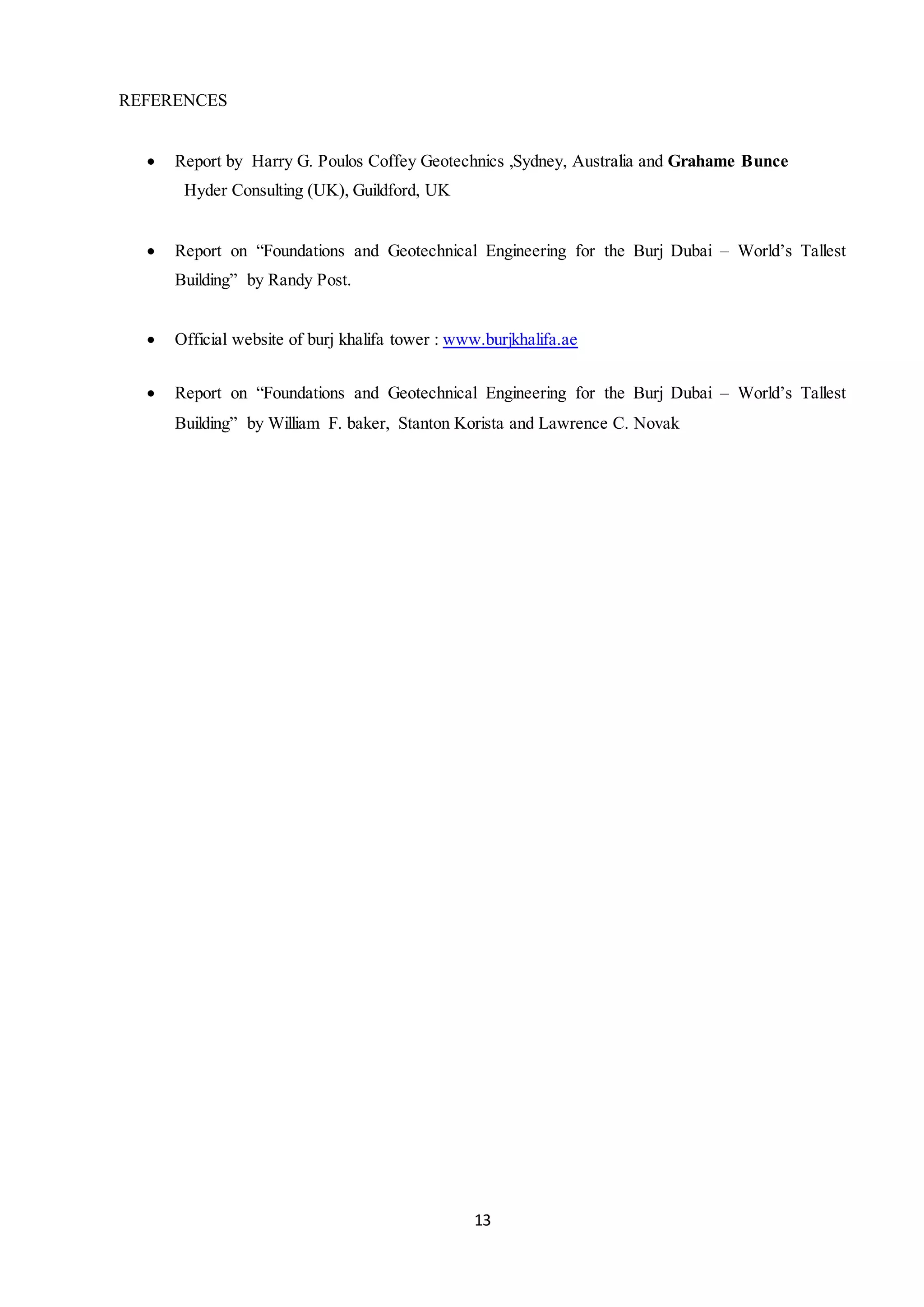 Foundation design of burj khalifa (deep foundation ) | DOCX