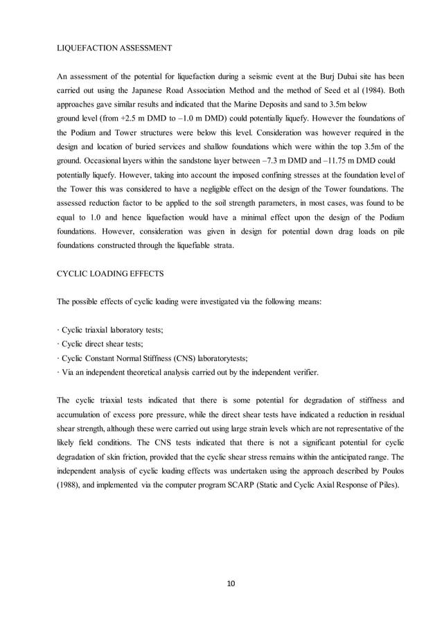 Foundation design of burj khalifa (deep foundation ) | DOCX