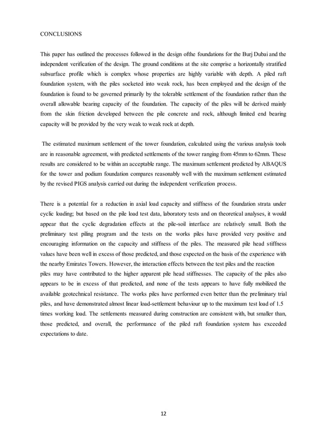 Foundation design of burj khalifa (deep foundation ) | DOCX