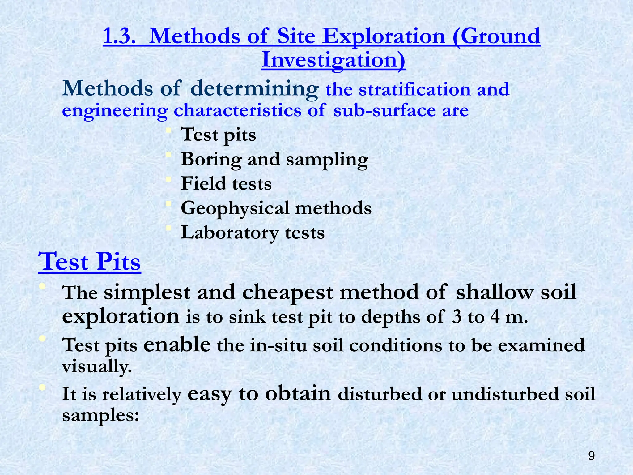 Foundation Eng'g-1, [Lecture Note] on Site Exploration [Chapter One].pptx