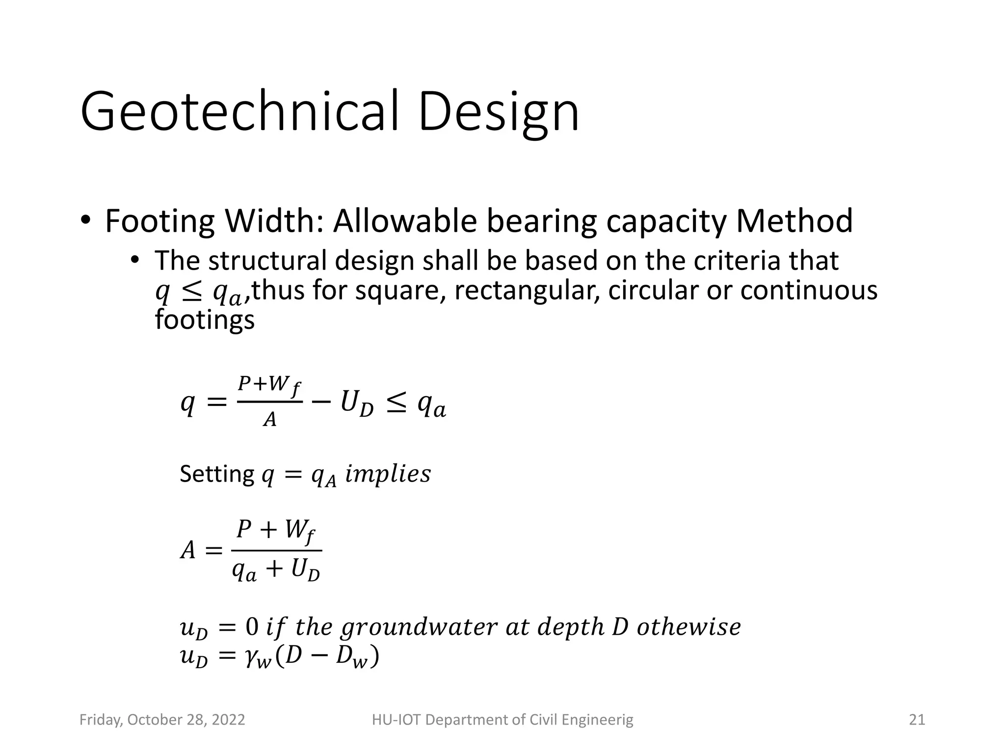 Foundation_HU_Lec_5 Design of Shallow Foundations Lec#1.pptx