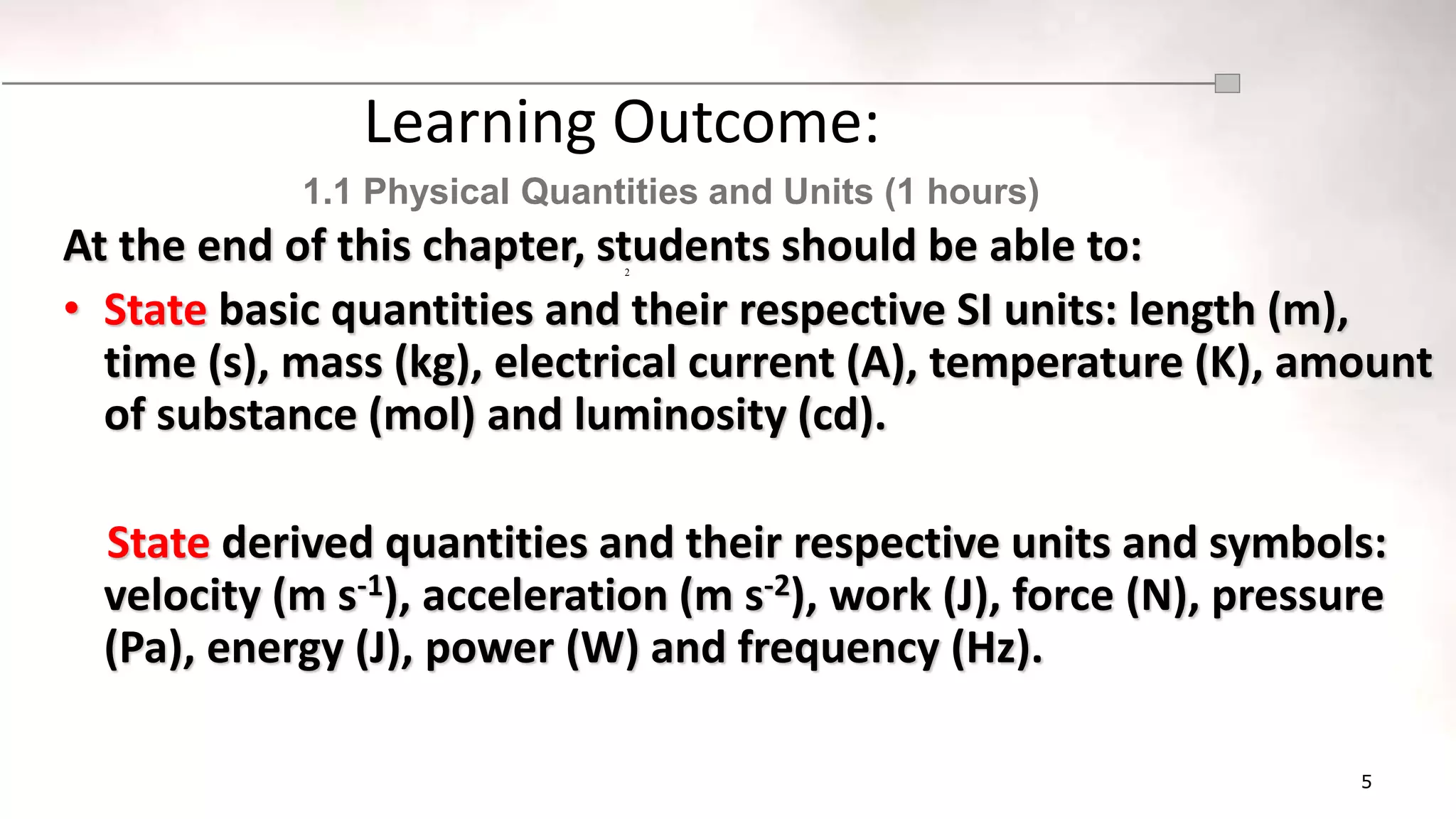 Chapter 1: Physical Quantities Unit, And Vectors | PPTX
