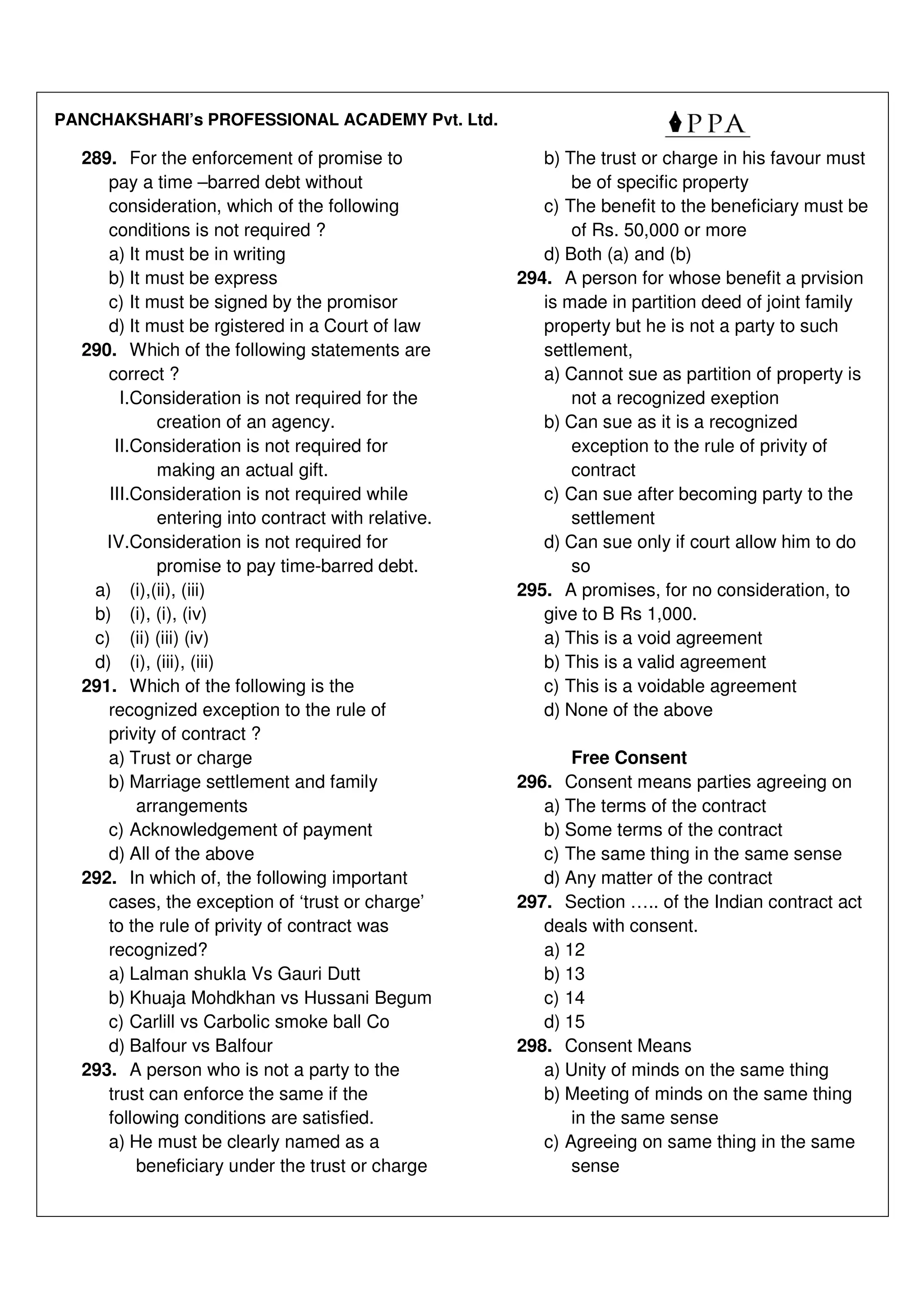 Foundation level law_extra_multiple_choice_questions_practice_sheet | PDF