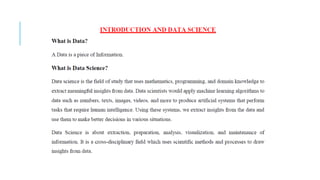 Foundation of Data Science - Introduction to Data Science | PPT