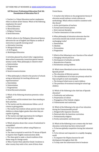 FOUNDATION OF EDUCATION IN BOARD EXAM IN | DOCX | Education