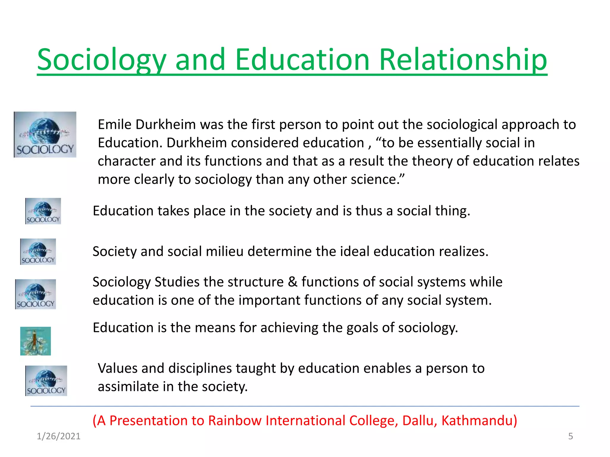 Relationship between Sociology and Education | PPTX