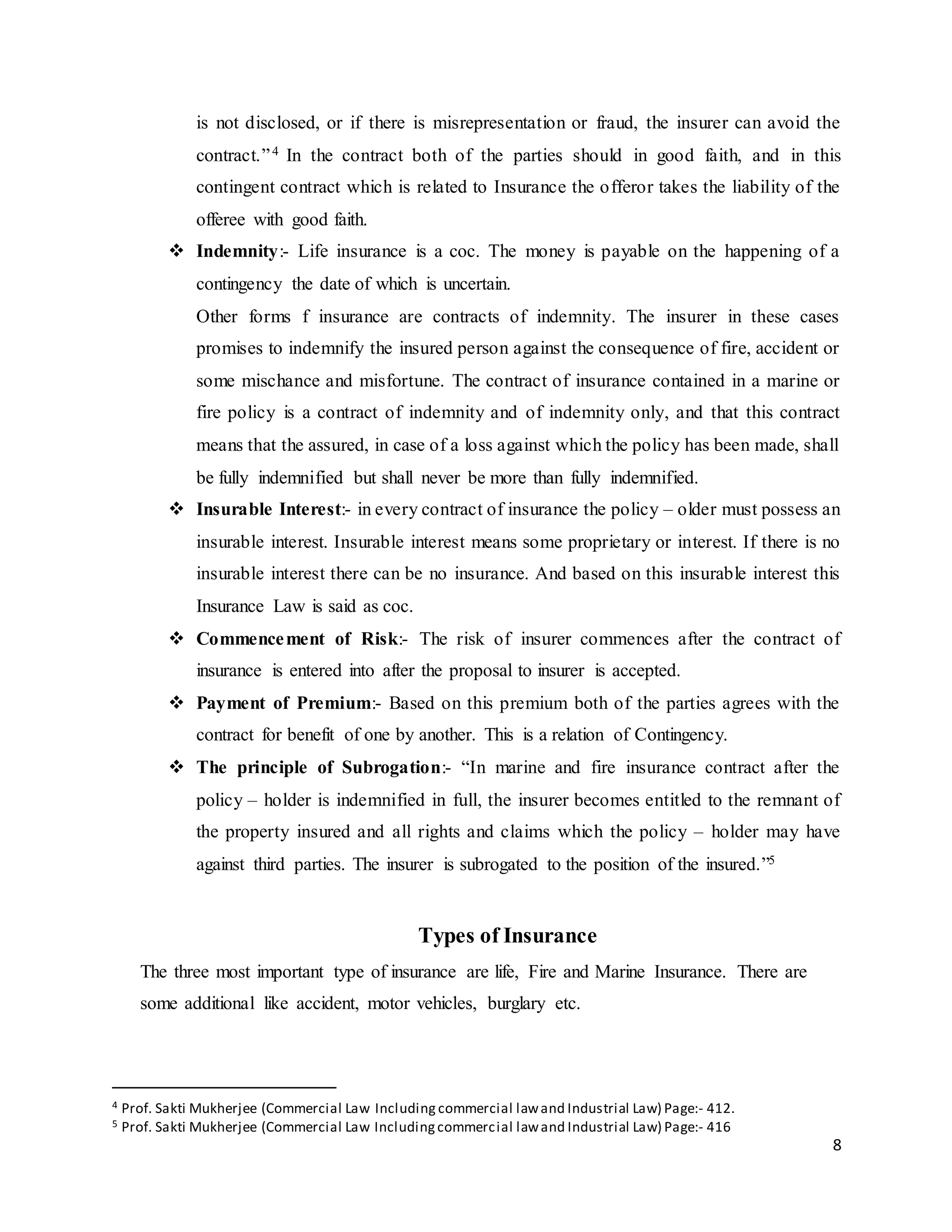 Foundation of insurance law is a contingent contract | DOCX | Life ...