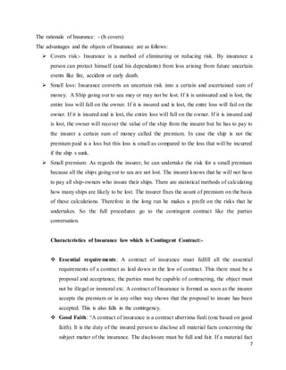 Foundation of insurance law is a contingent contract | DOCX | Life ...