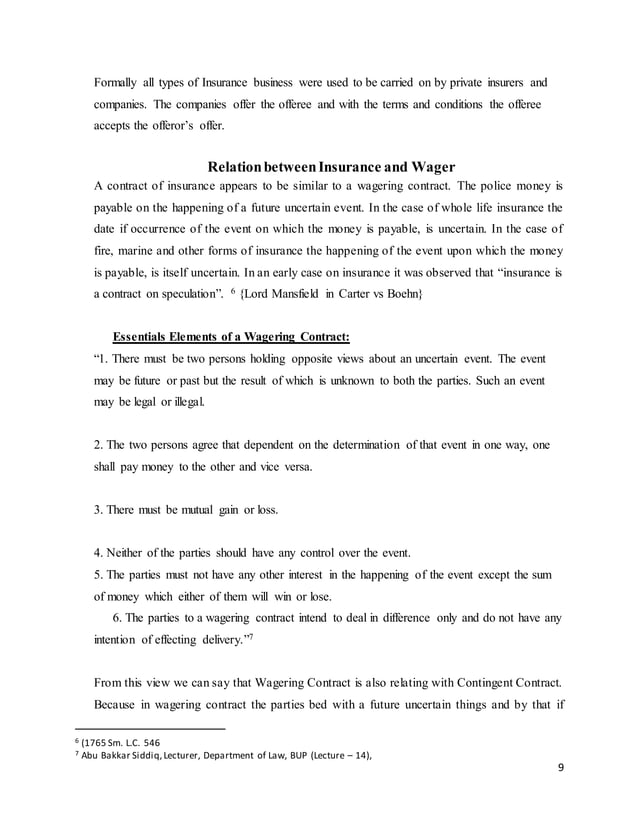 Foundation of insurance law is a contingent contract | DOCX | Life ...