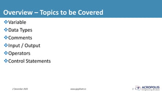 Basics of C programming - day 2 | PPT