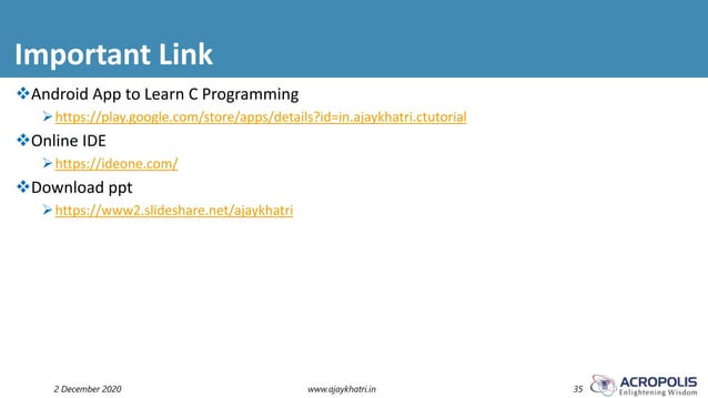 Basics of C programming - day 2 | PPTX | Web Development | Internet