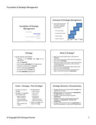 Foundation of strategic management | PDF