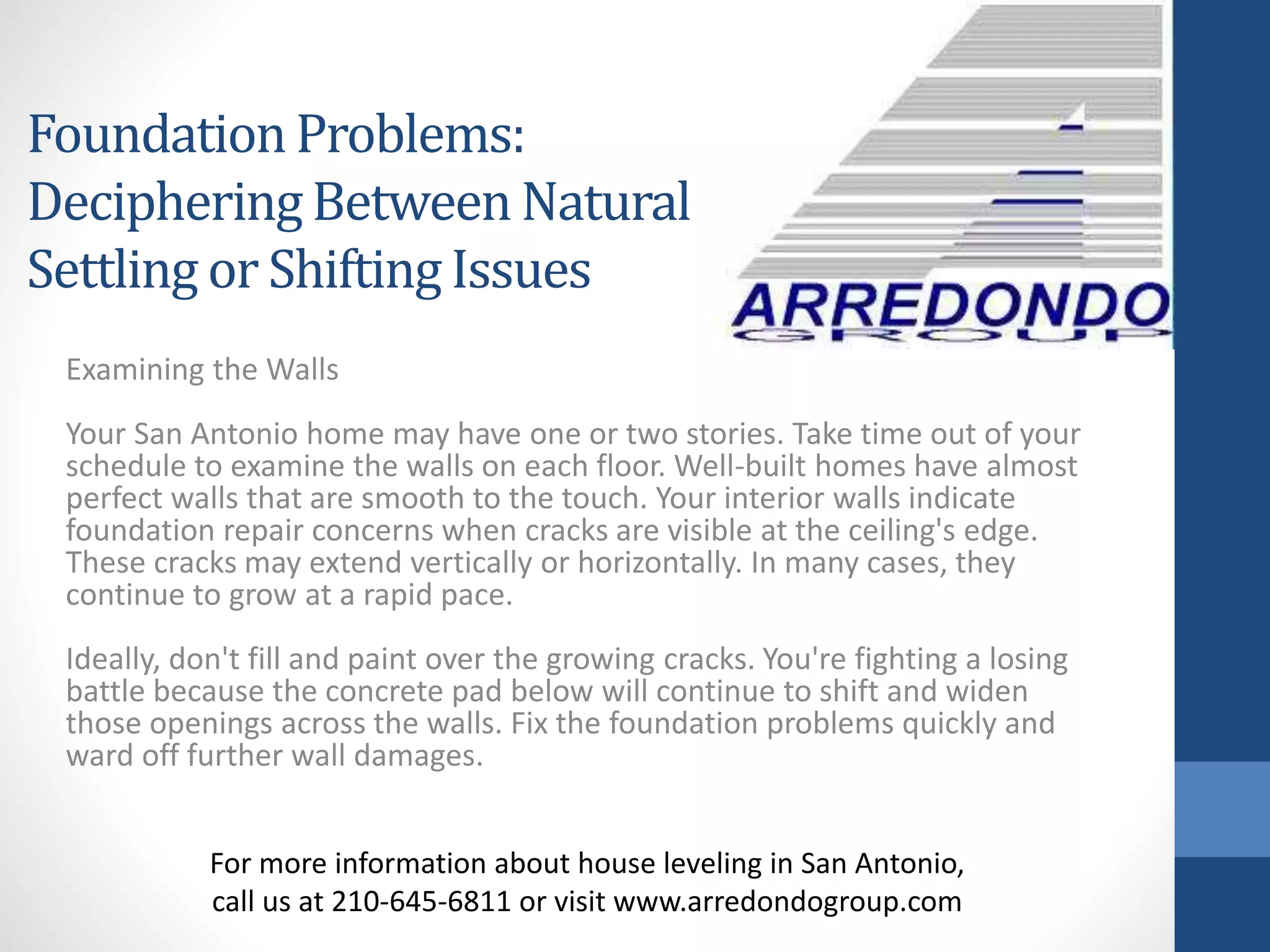 Foundation Problems: Natural Settling or Shifting Issues | PPT