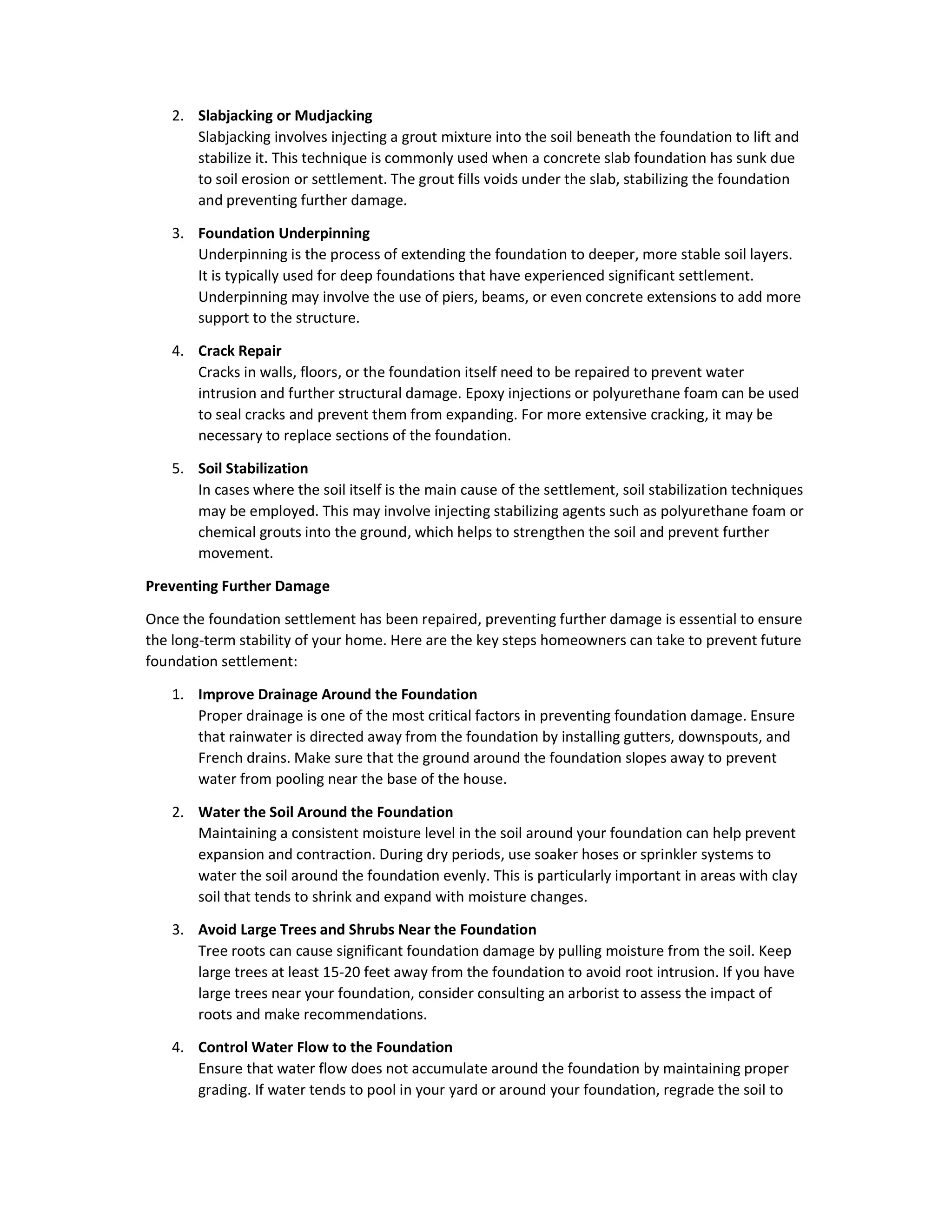 Foundation Settlement Repair How to Prevent Further Damage | PDF