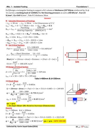 تصميم القواعد المنفصله والشريطيه - Design of Isolated Footing | PDF