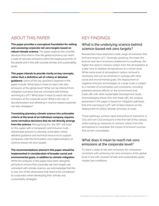 Foundations for Net Zero Target Setting Using a Science Based Approach | PDF
