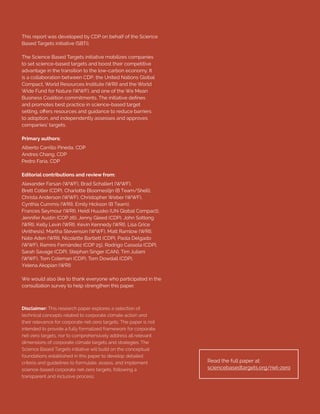 Foundations for Net Zero Target Setting Using a Science Based Approach | PDF
