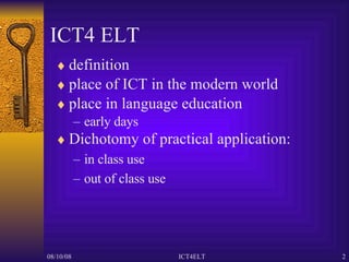 Foundations of ICT In ELT | PPT | Education