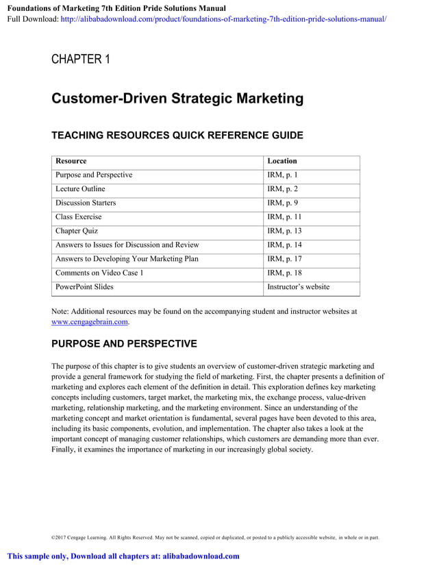 Foundations of Marketing 7th Edition Pride Solutions Manual | PDF ...