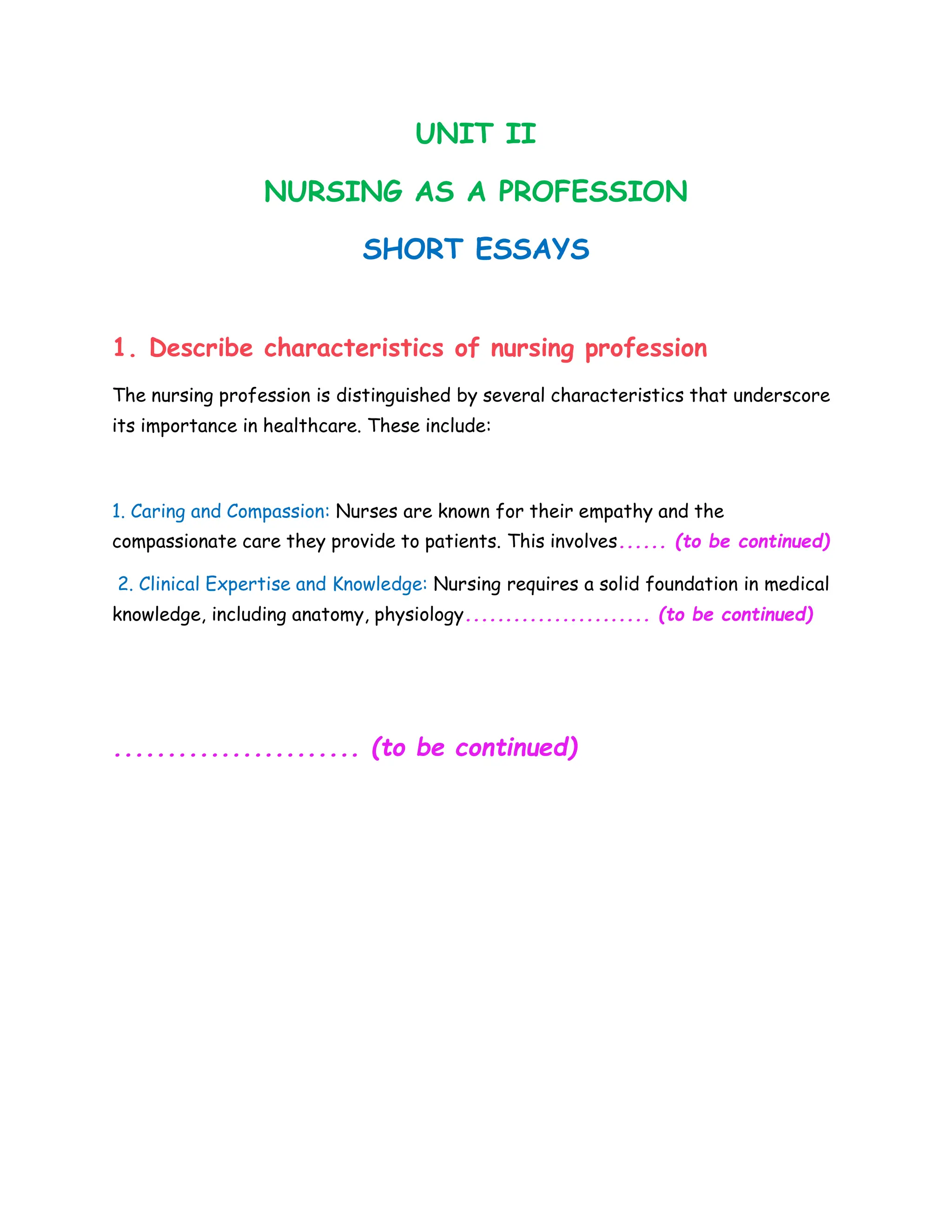 RGUHS BSc Nursing, Fundamentals of Nursing / Nursing Foundation Notes ...