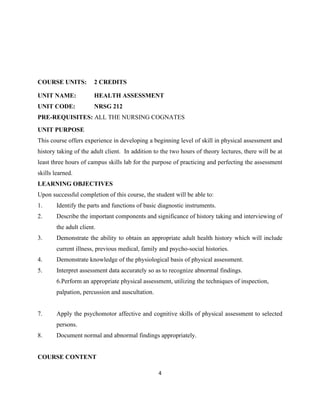 Foundations and health assessment course outlines | PDF