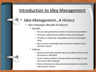 Innovation Foundations Course 102 - Idea Management Concepts | PPT