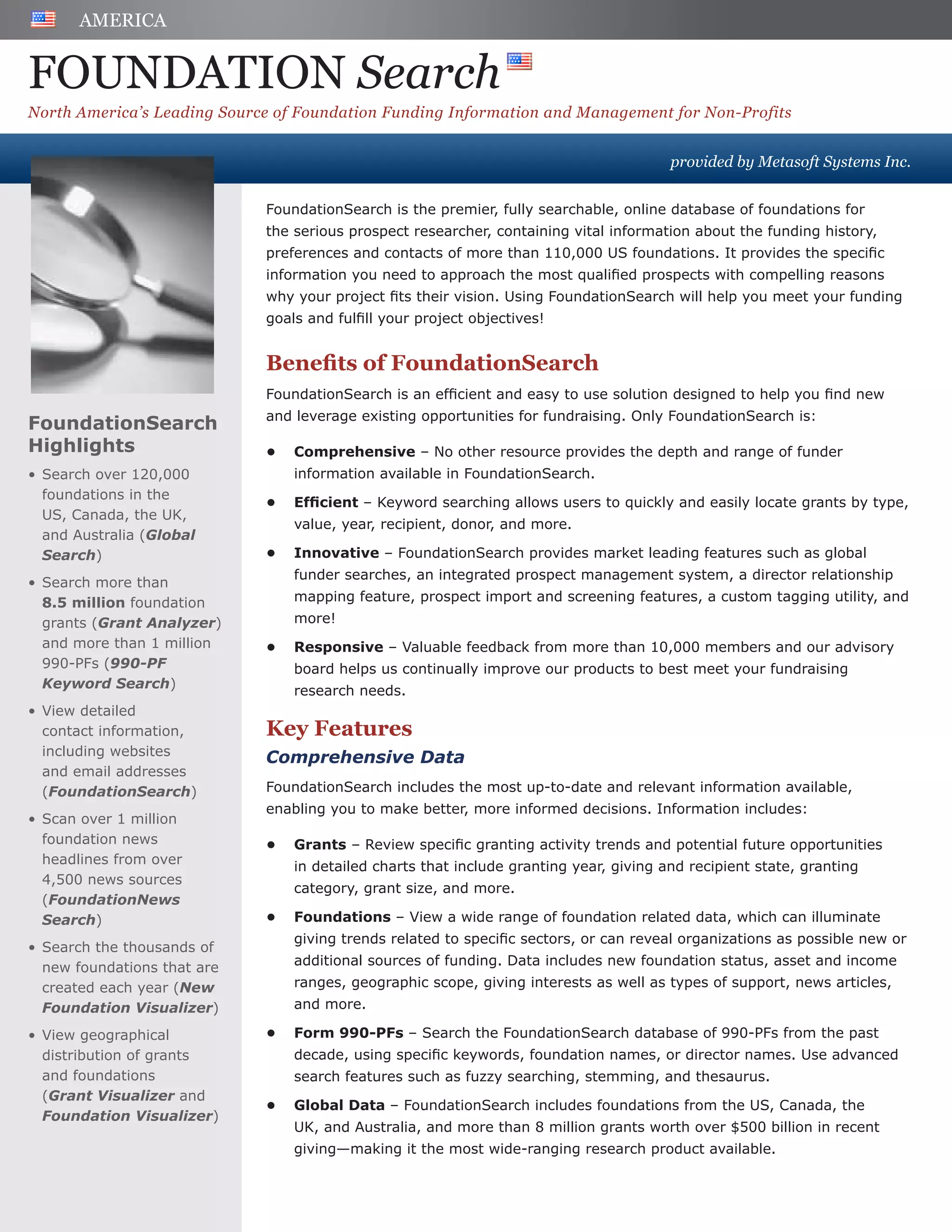 Review the Features and Benefits of FoundationSearch by Metasoft Systems | PDF