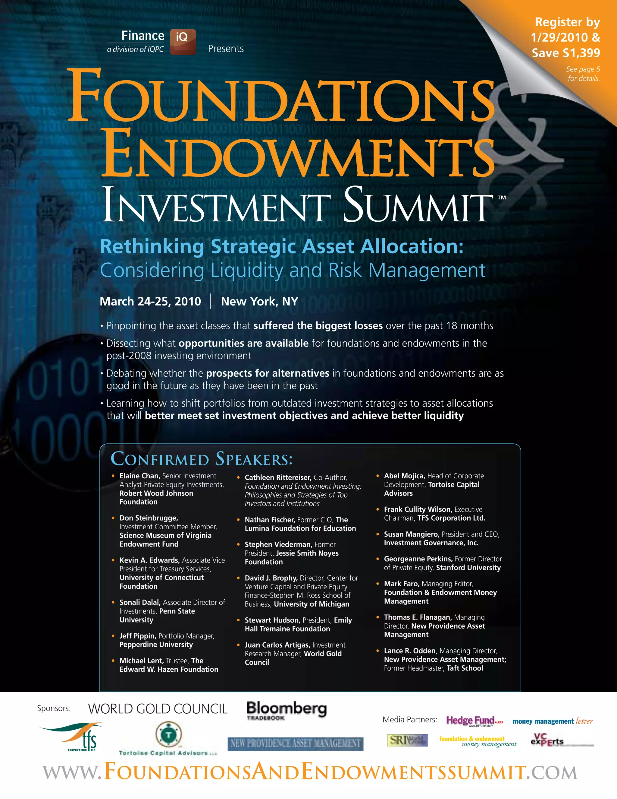 Foundations & Endowments Investment Summit Agenda | PDF | Business Expos & Conferences | Events