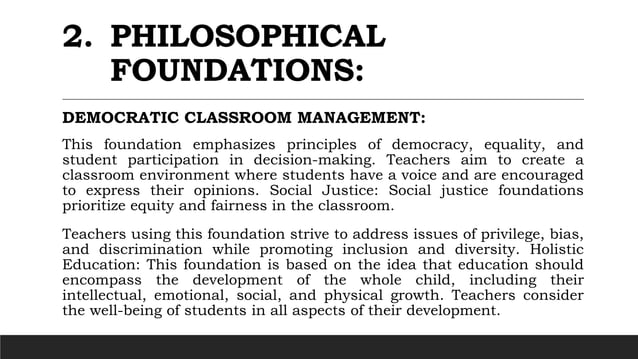 FOUNDATIONS OF CLASSROOM MANAGEMENT.pptx | Education industry | Industries