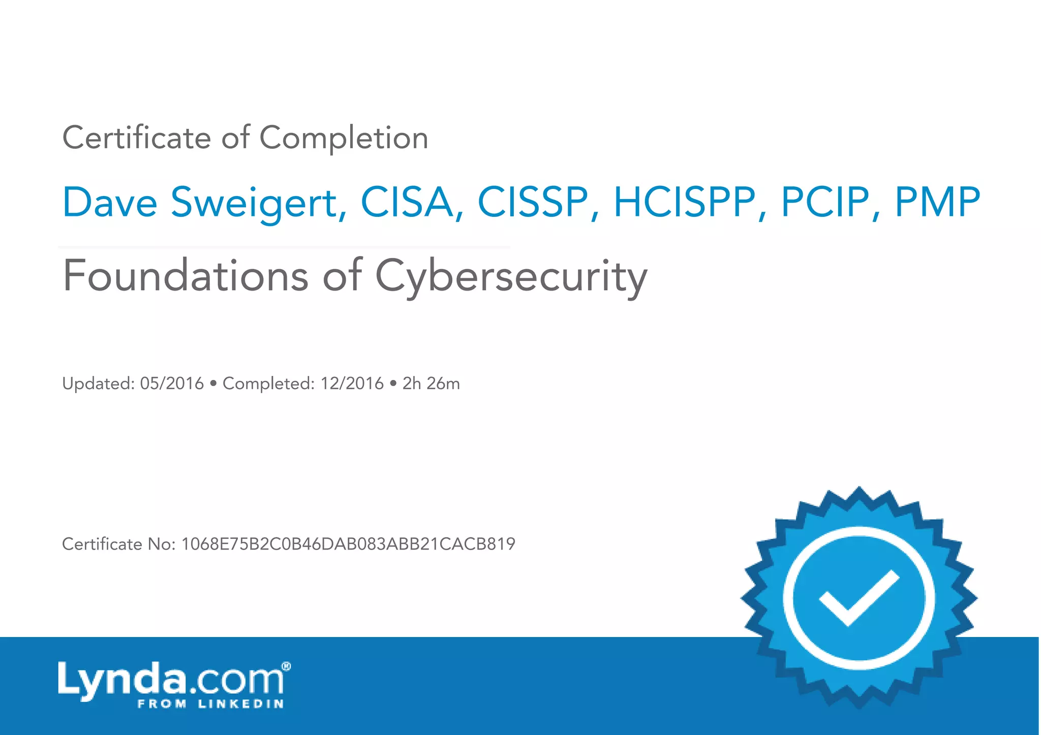 Foundations of Cyber Security Review Certificate | PDF