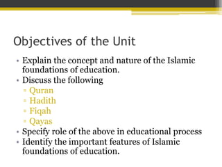 Foundations of education 831 unit 1 Islamic foundations of education ...